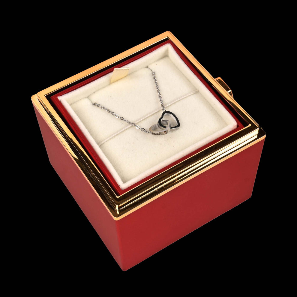 Eternal Rose Box W/ Engraved Necklace – Sparkly Roses